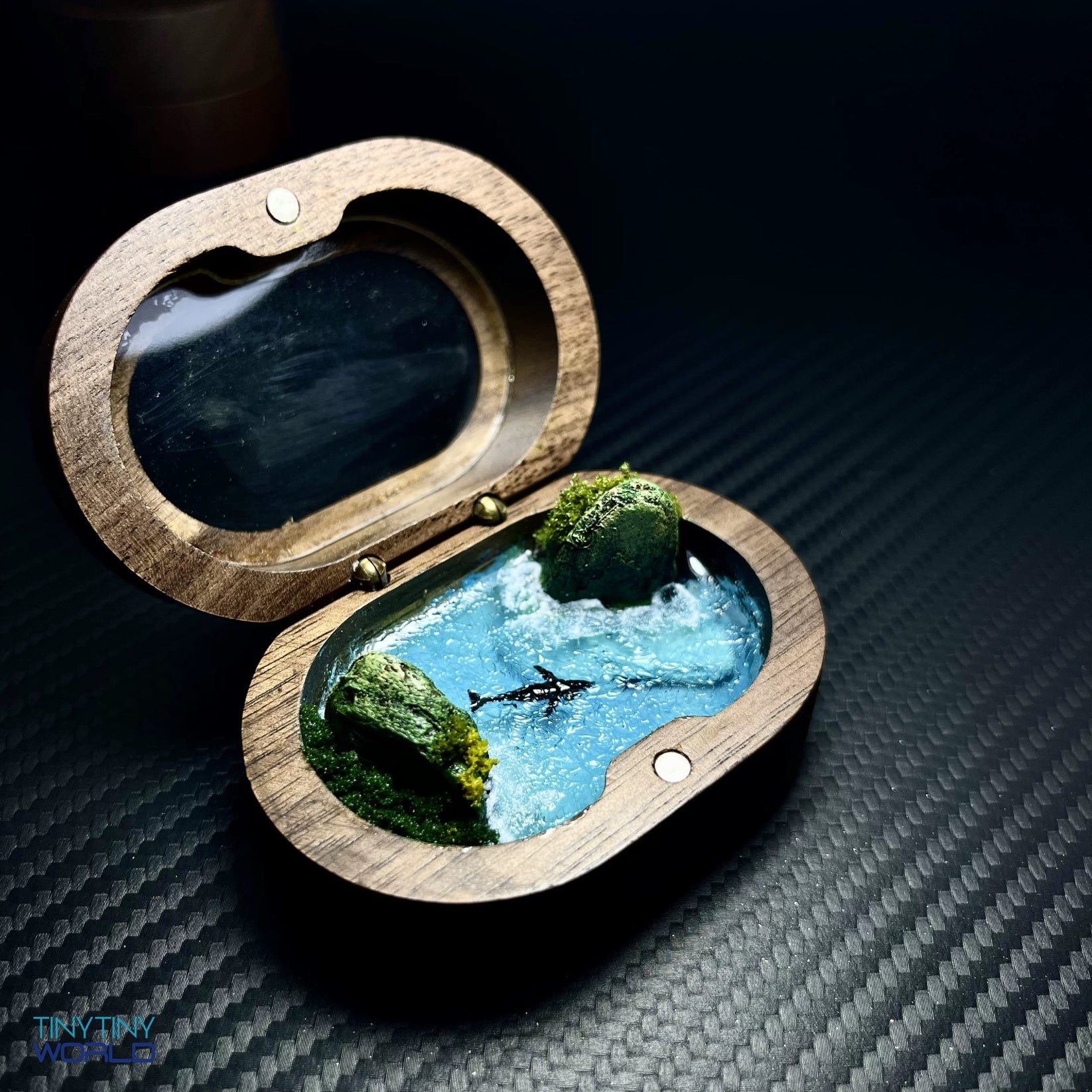 The Ocean in the Wood Engagement Ring Box Realistic Miniature Epoxy Ar ...