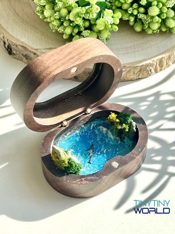 The Ocean in the Wood Engagement Ring Box Realistic Miniature Epoxy Ar ...